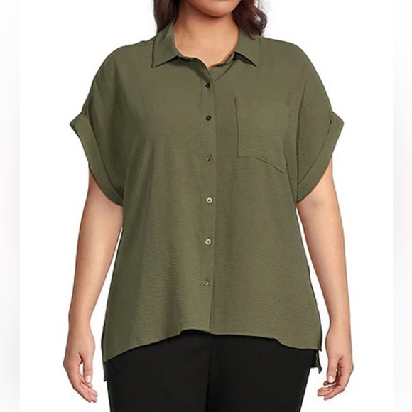 Calvin Klein | Tops | Calvin Klein Gauze Muslin Cotton Cuffed Short ...